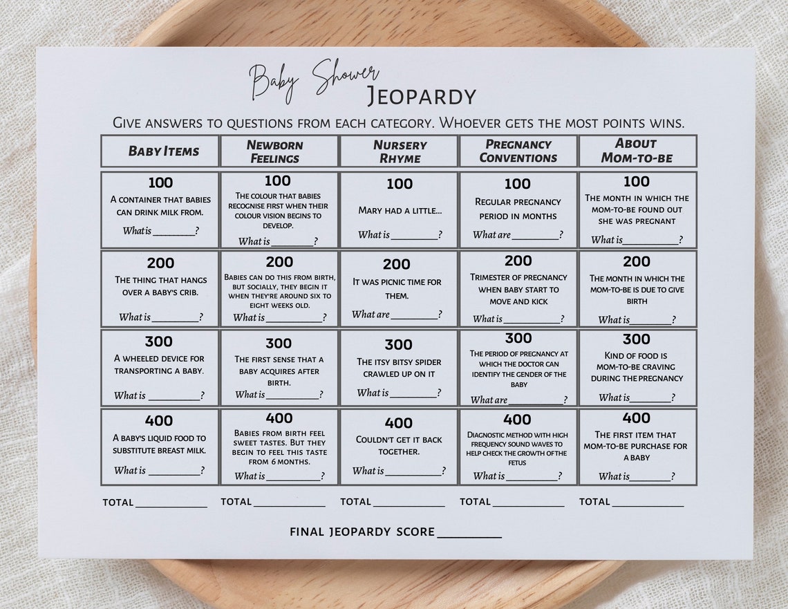 Baby Shower Games Bundle, Jeopardy, Family Feud, Dad Jokes, Would She ...