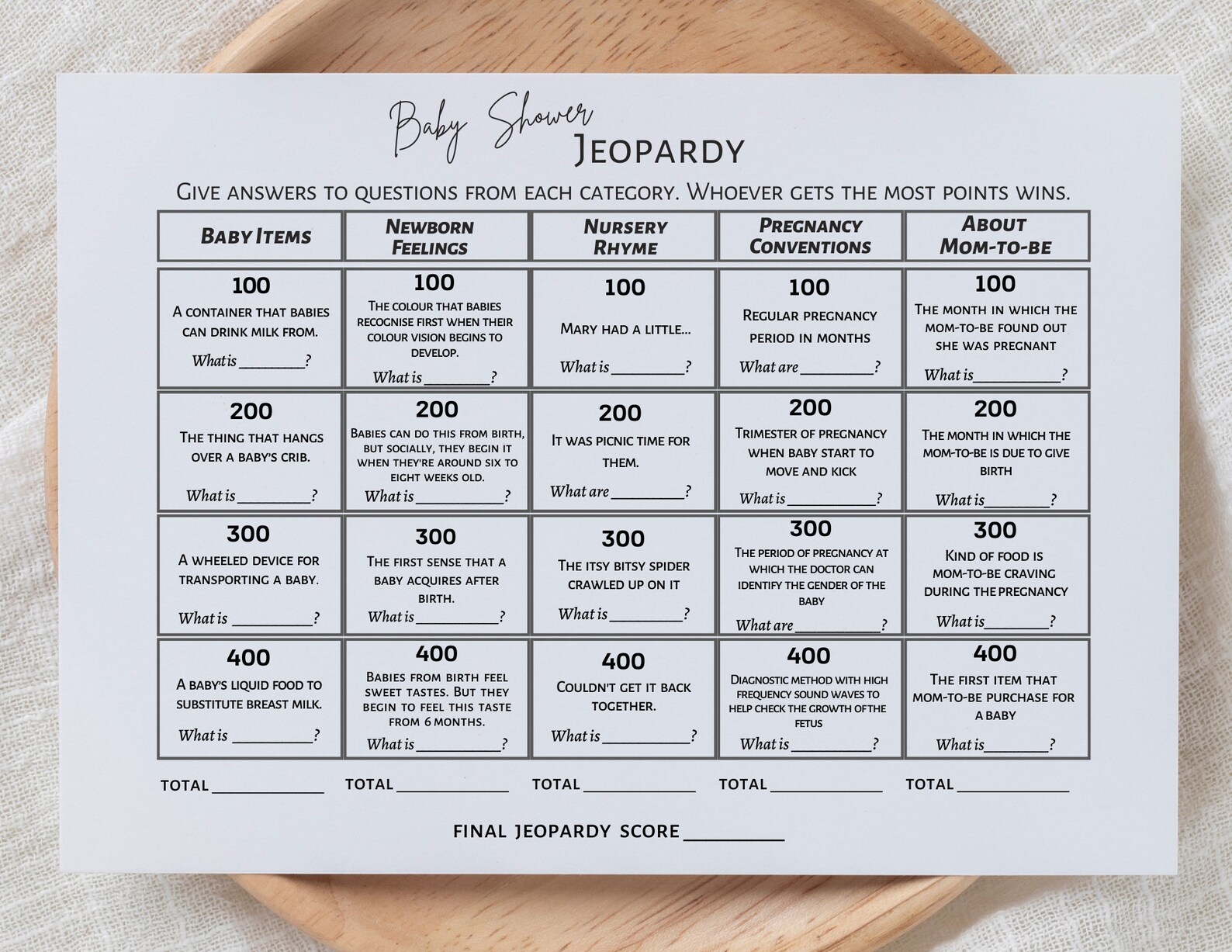 Baby Shower Games Bundle, Jeopardy, Family Feud, Dad Jokes, Would She ...