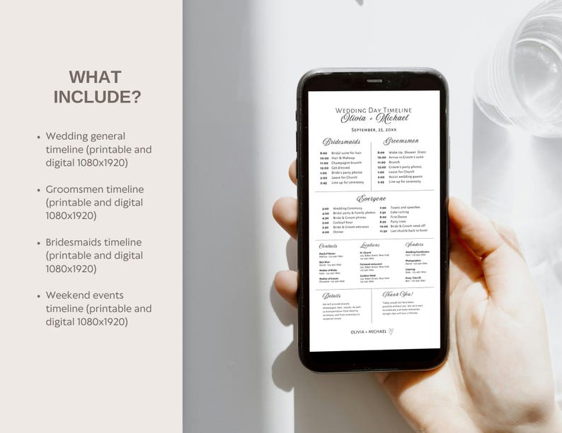 Wedding Timeline Editable Template, Weekend Events, Digital Wedding ...