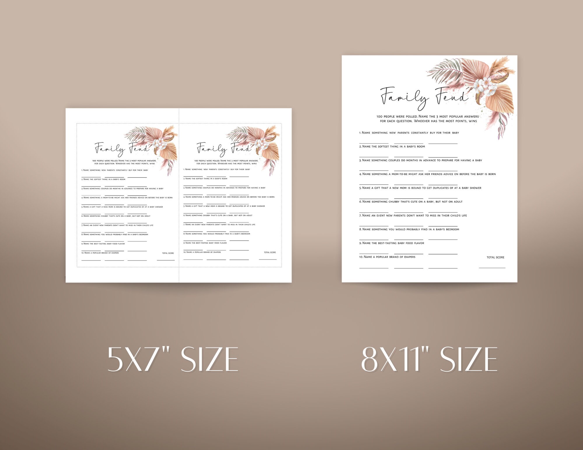 Family Feud Baby Shower Game Fast Money Round Baby Shower - Etsy