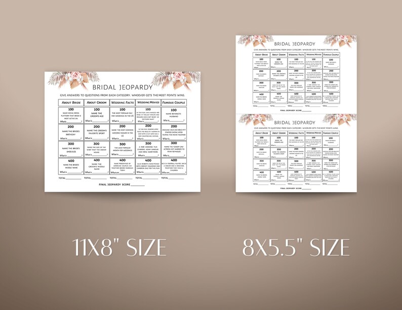 Bridal Jeopardy Game: Boho Floral Bridal Shower Quiz (PDF) - Etsy