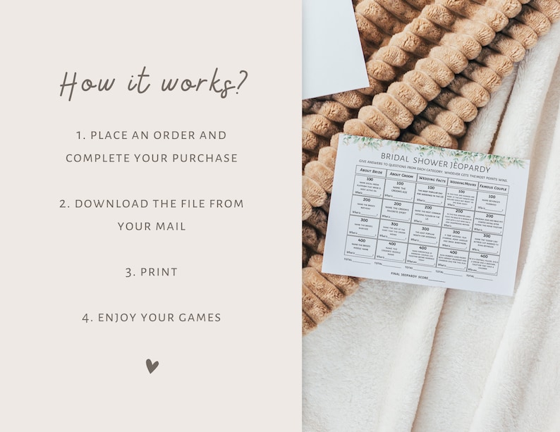 Bridal Shower Jeopardy Game: Greenery Design (digital Download) - Etsy