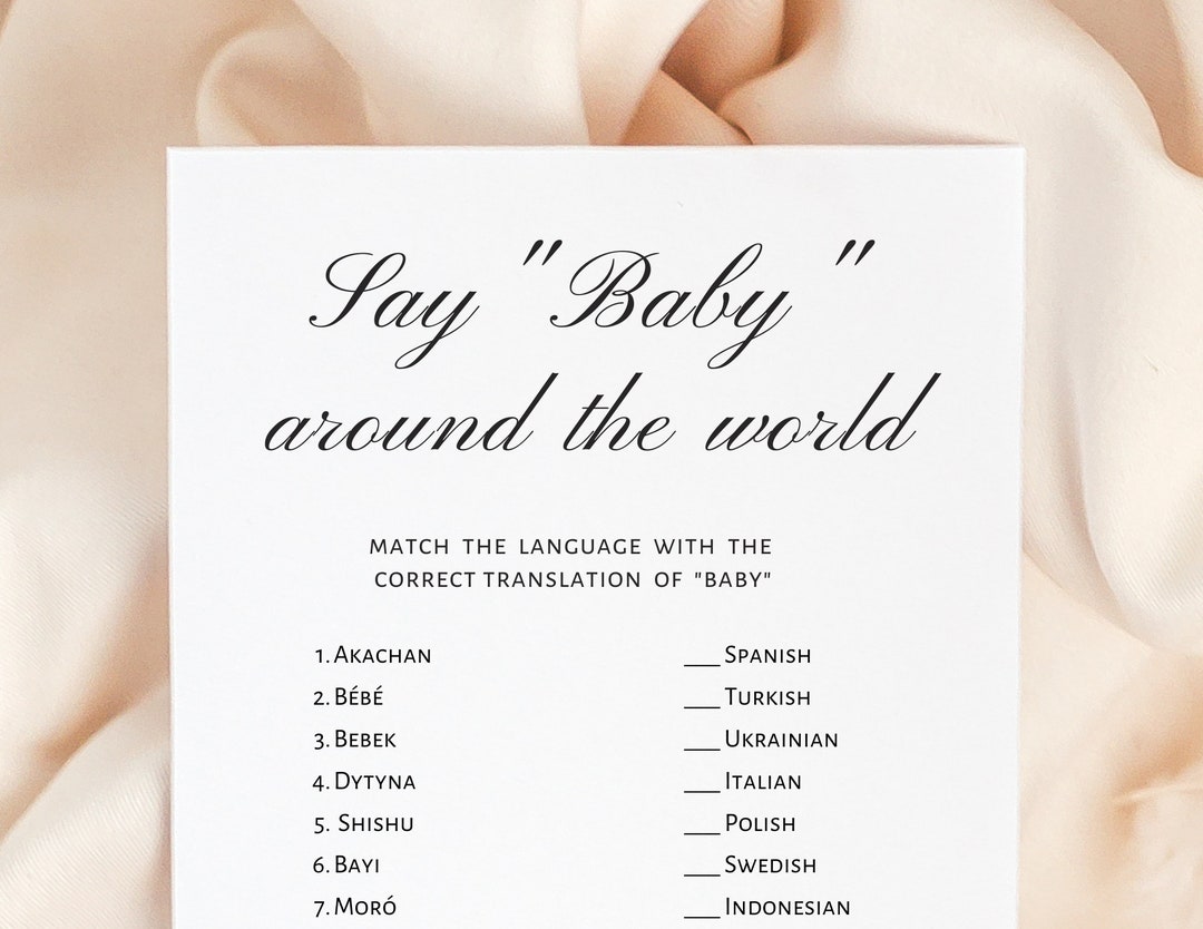 Say Baby Around the World Baby Shower Game Minimalist, Boy, Girl ...
