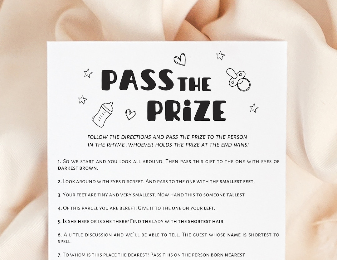 Pass the Prize Baby Shower Game Minimalist, Pass the Poem Game, Gender Neutral, Digital Download ...