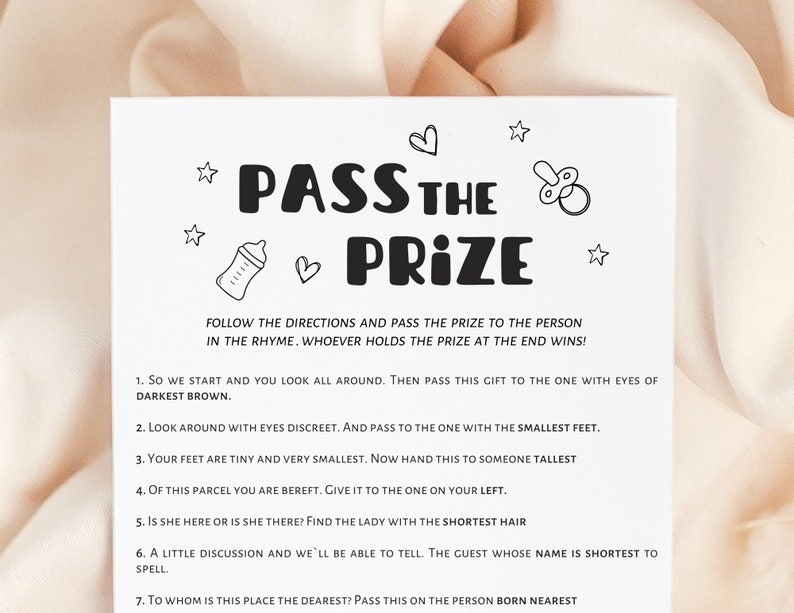 Minimalist Pass the Prize Baby Shower Game (digital Download) - Etsy