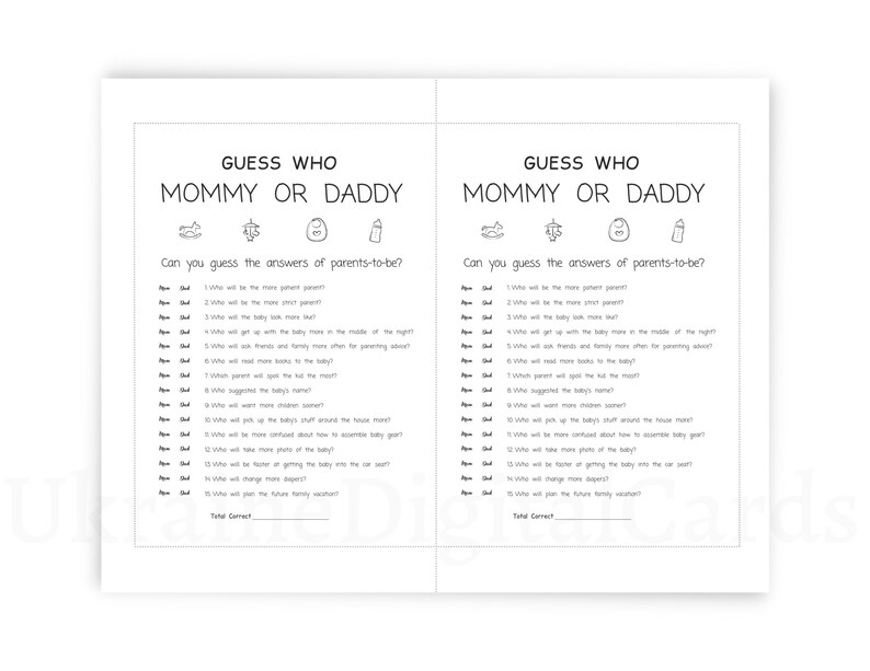 Guess Who Mommy or Daddy Baby Shower Games Mom or Dad - Etsy