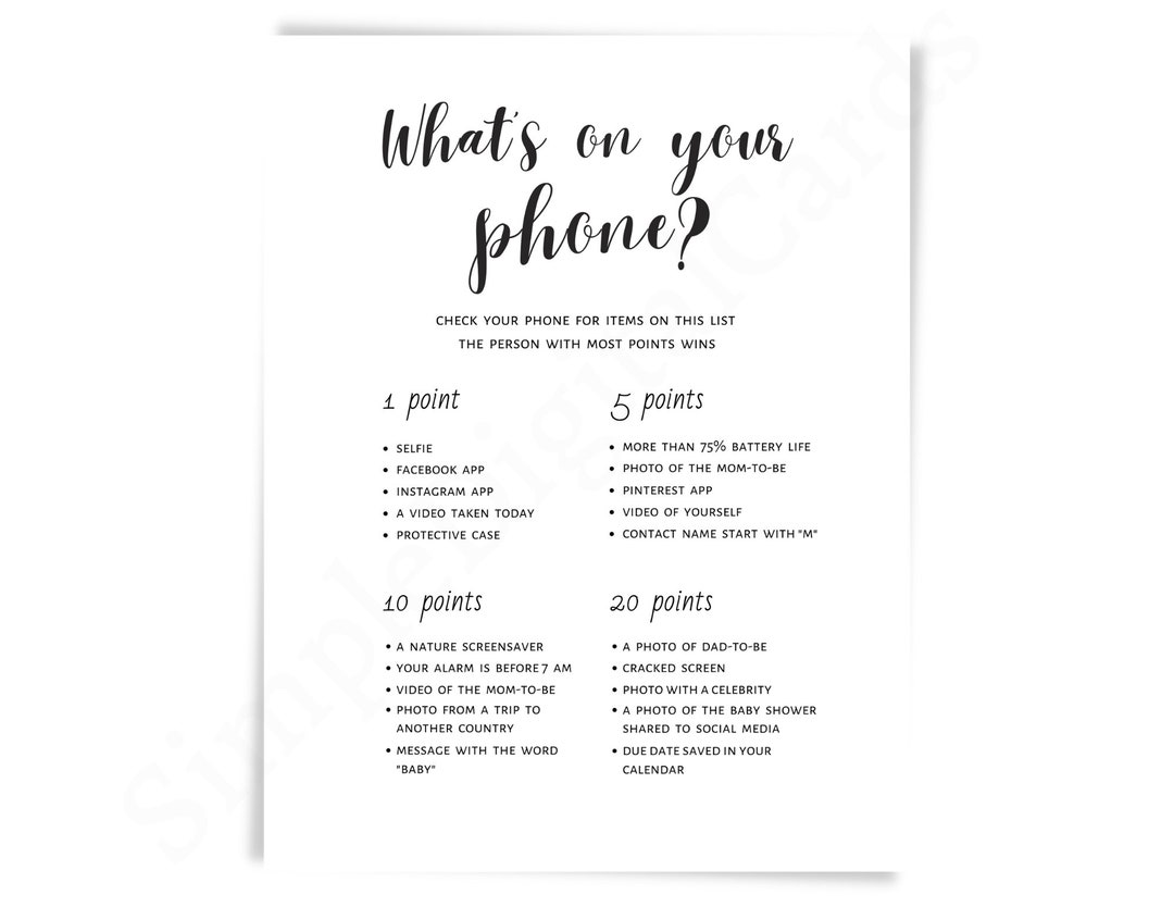 What s On Your Phone Baby Shower Game Whats In Your Phone Black White what-s-on-your-phone-baby-shower-game-whats-in-your-phone-black-white