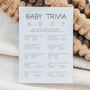 Baby Trivia Game: Minimalist Baby Shower Quiz (digital Download) - Etsy