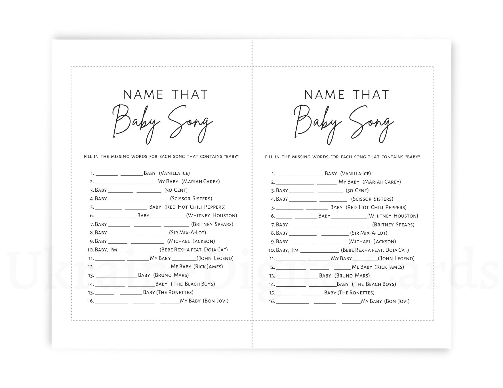 Name That Baby Song, Baby Shower Game, Guess the Song Game, Boy, Girl ...
