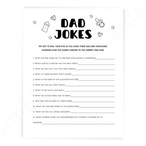 Dad Jokes Baby Shower Game: Gender Neutral Printable (digital Download ...