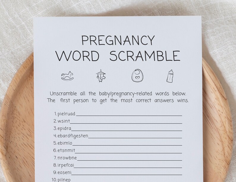Word Scramble, Baby Shower Game, Gender Reveal Games, Guess Words Game ...