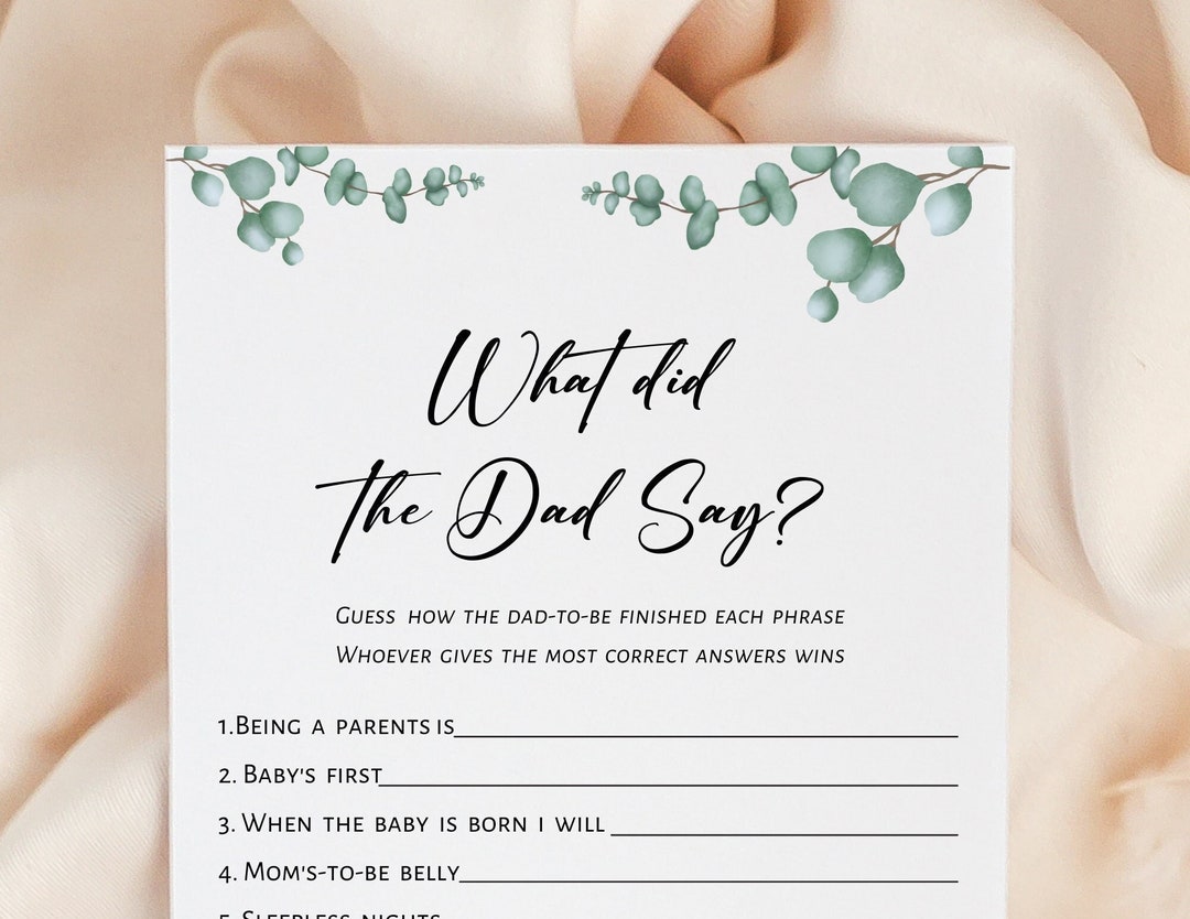 What Did the Dad Say Baby Shower Game Greenery Co Ed Baby - Etsy