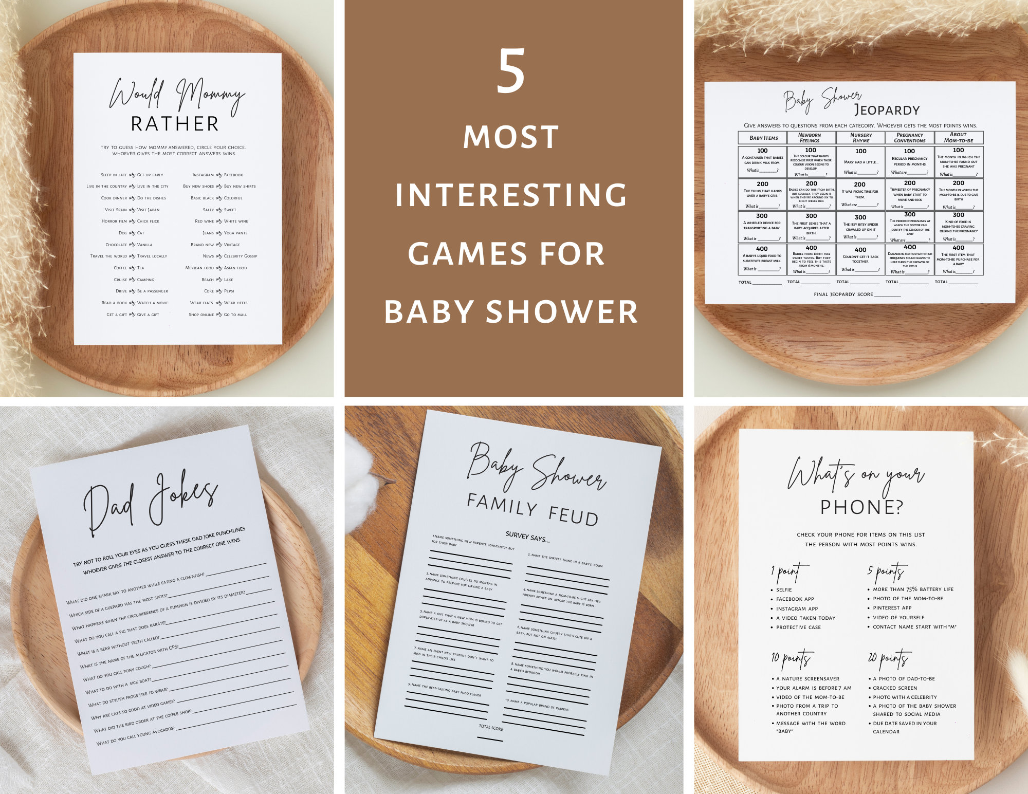 Baby Shower Games Bundle, Jeopardy, Family Feud, Dad Jokes, Would She ...