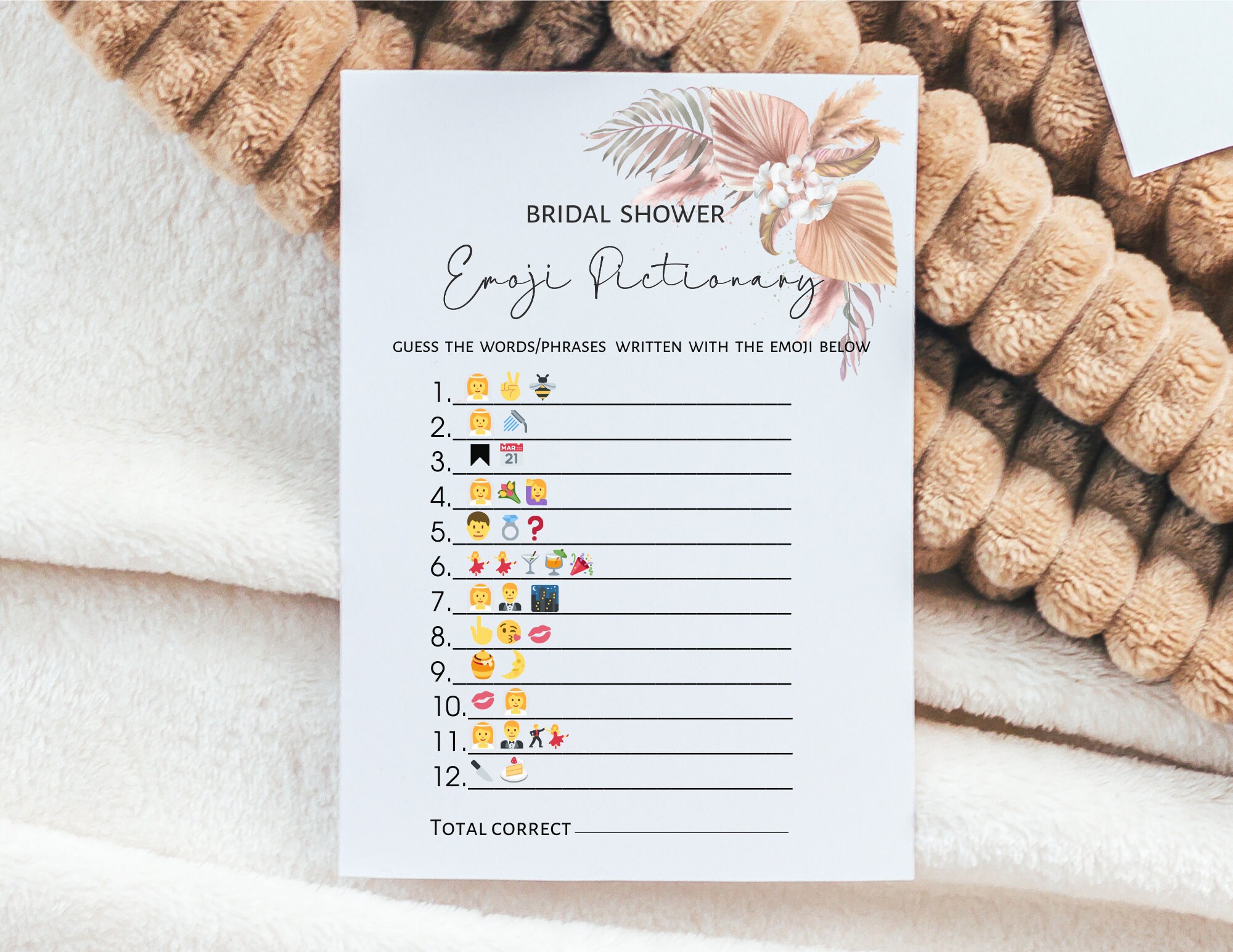 Emoji Pictionary Bridal Shower Game Boho Floral Digital - Etsy