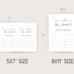 How Old Was the Bride, Bridal Shower Game Minimalist. Guess Age Game ...