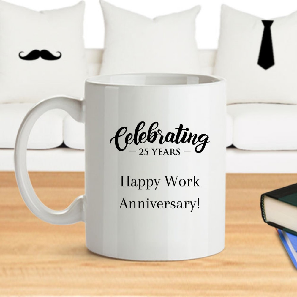 25 Year Work Anniversary Mug, Congratulations Work Anniversary Gift ...