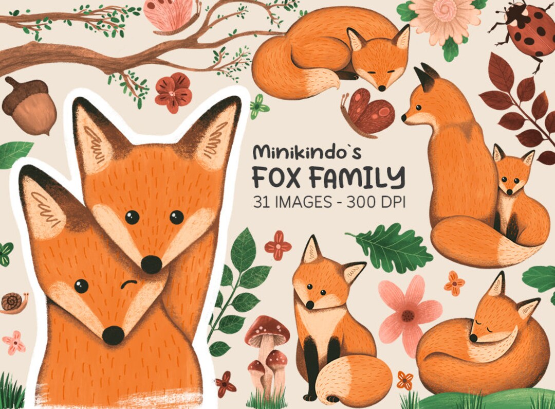 Cute Fox Clipart, Foxes Clipart, Woodland Animals Clipart, Instant ...