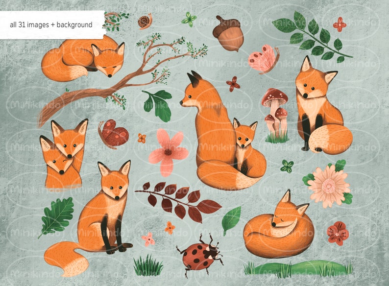 Cute Fox Clipart, Foxes Clipart, Woodland Animals Clipart, Instant ...