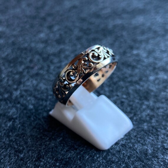 Vintage sterling silver 925 art nouveau ring Filigree… - Gem