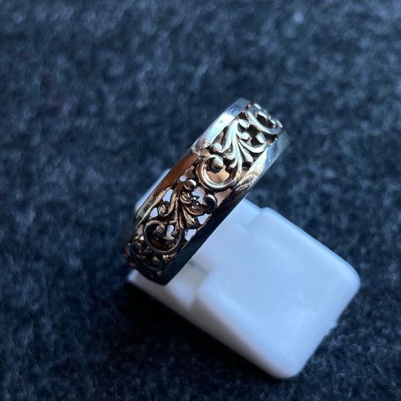 Vintage sterling silver 925 art nouveau ring Filigree… - Gem