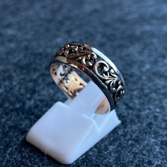 Vintage sterling silver 925 art nouveau ring Filigree… - Gem