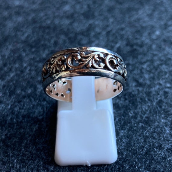 Vintage sterling silver 925 art nouveau ring Filigree… - Gem