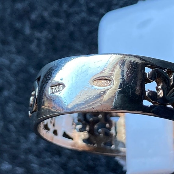 Vintage sterling silver 925 art nouveau ring Filigree… - Gem