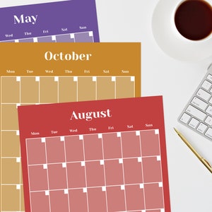 Monthly Wall Planner A3 | Yearly Calendar 12 Months Rainbow - Etsy