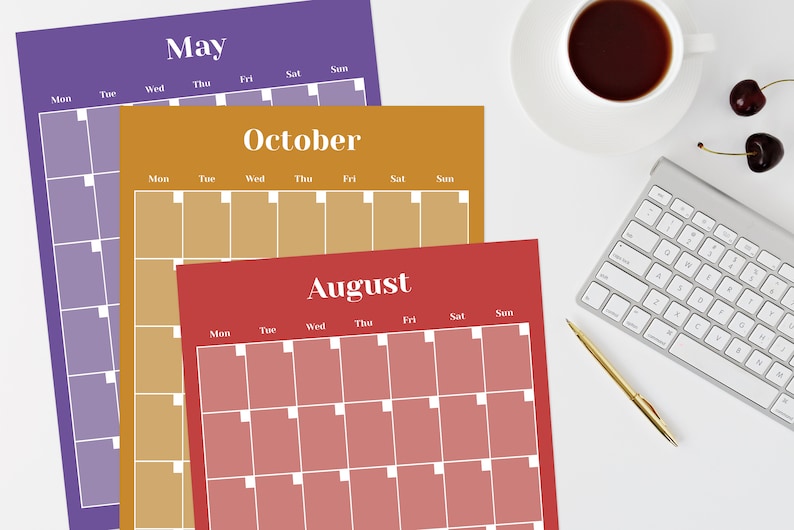 Monthly Wall Planner A3 | Yearly Calendar 12 Months Rainbow - Etsy