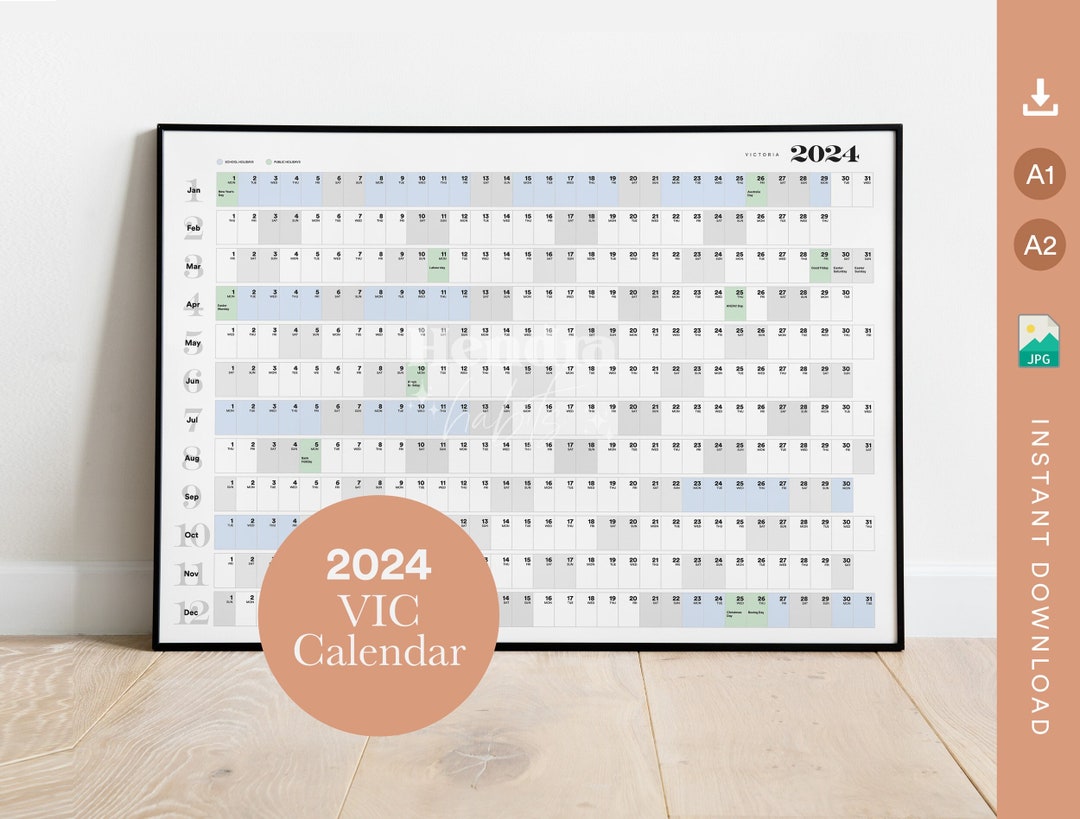 VICTORIA, Australia Calendar 2024 Wall Planner Includes School Holidays ...