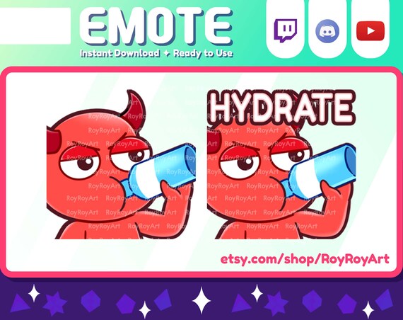 Twitch Emote Cute Devil Emote Hydrate Drink Thirsty / Sub | Etsy