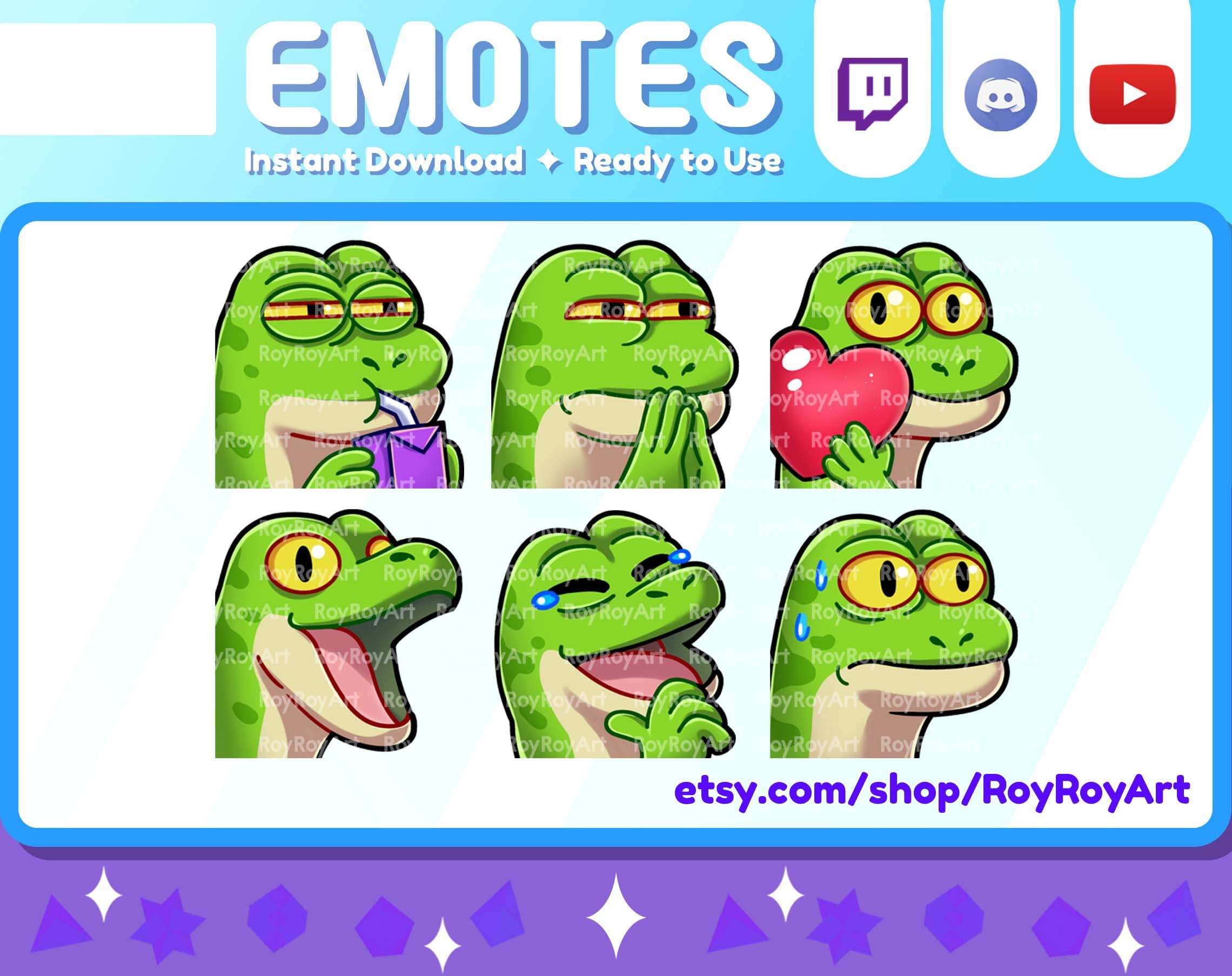 Twitch Emotes Gecko Pepe Emotes Pack 1 / sip hmm love pog | Etsy España