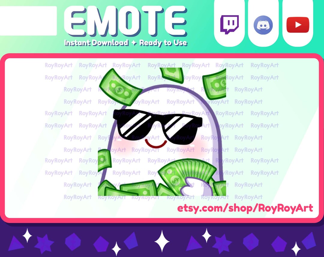 Twitch Emote - Kawaii Ghost Money Rich Dollar Emote / Sub Emoji - Etsy