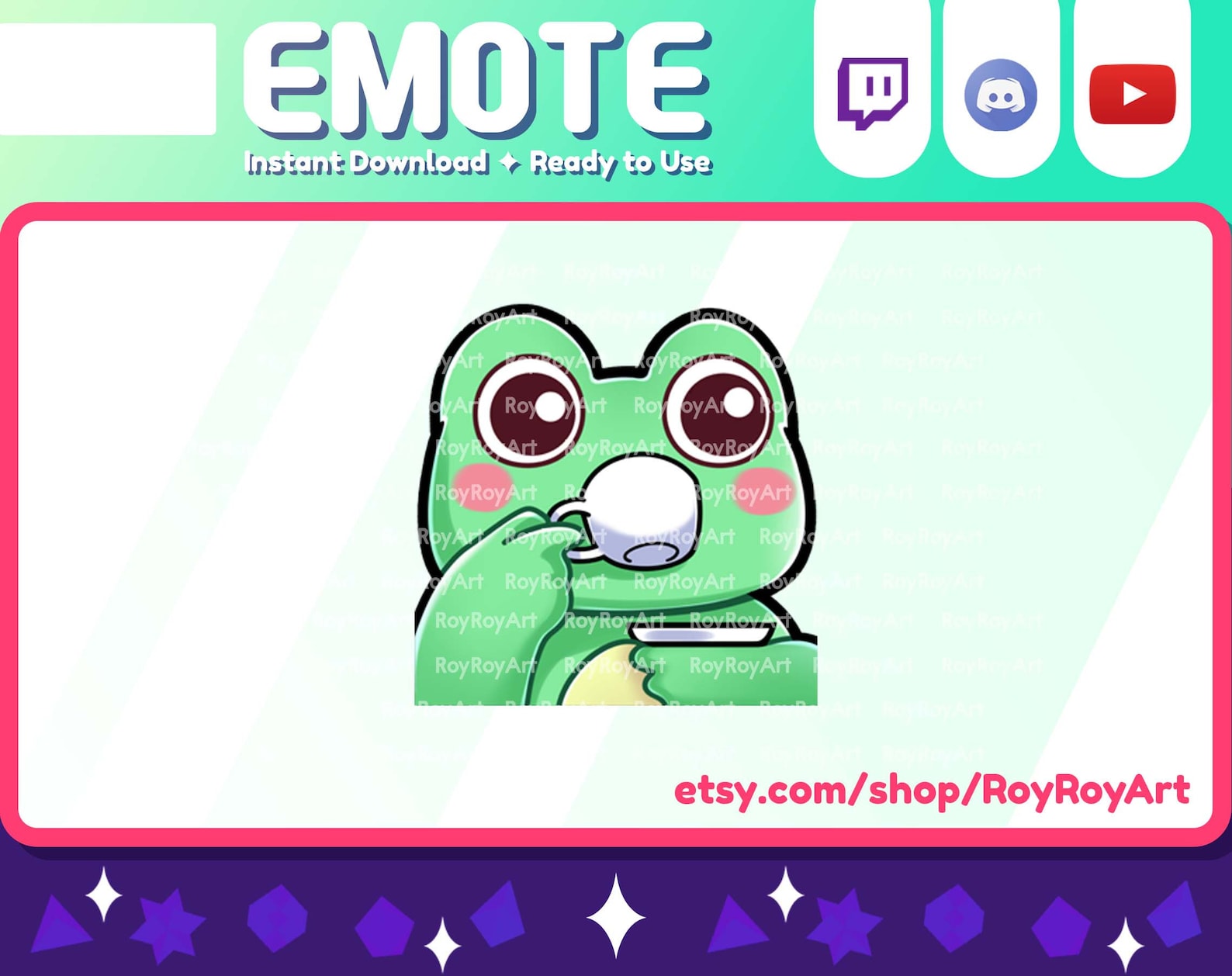 Twitch Emote Cute Frog Toad Emote Sipping Tea Coffee / Sub - Etsy