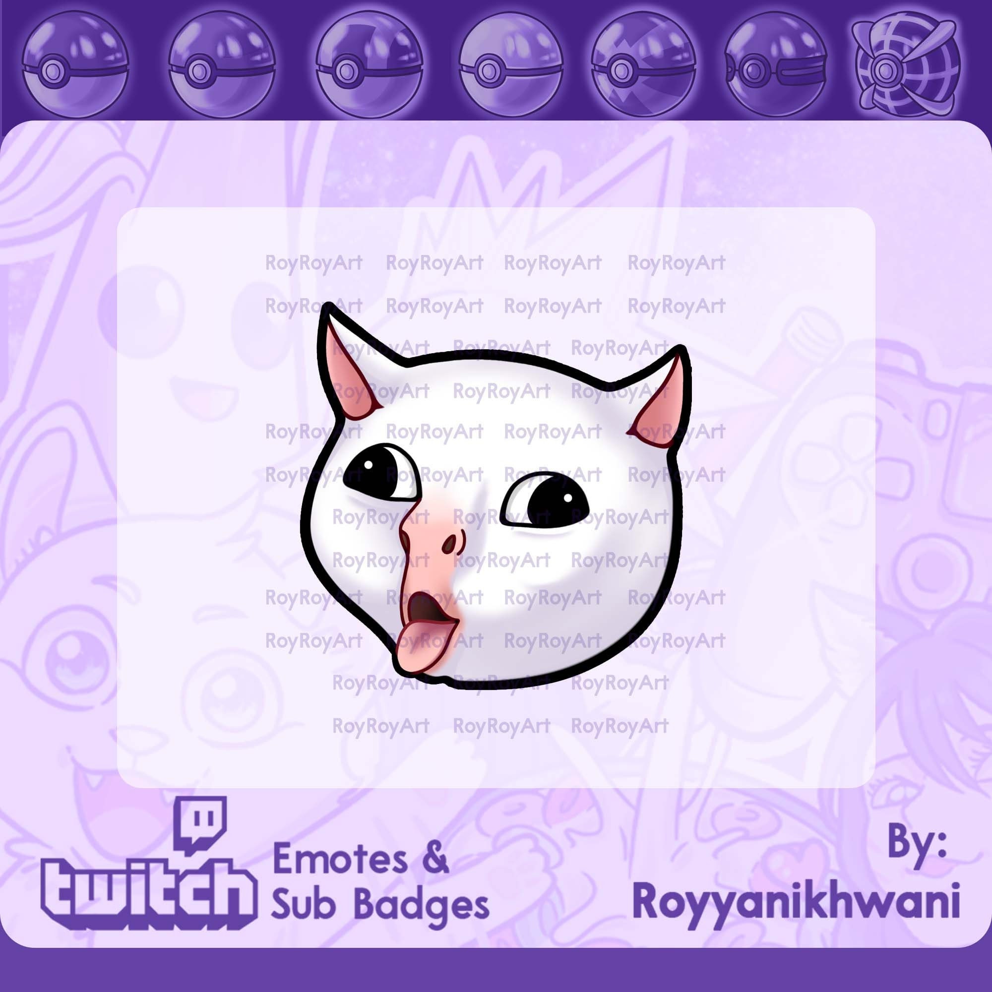 Twitch Emote white Cat meme coughing lol | Etsy