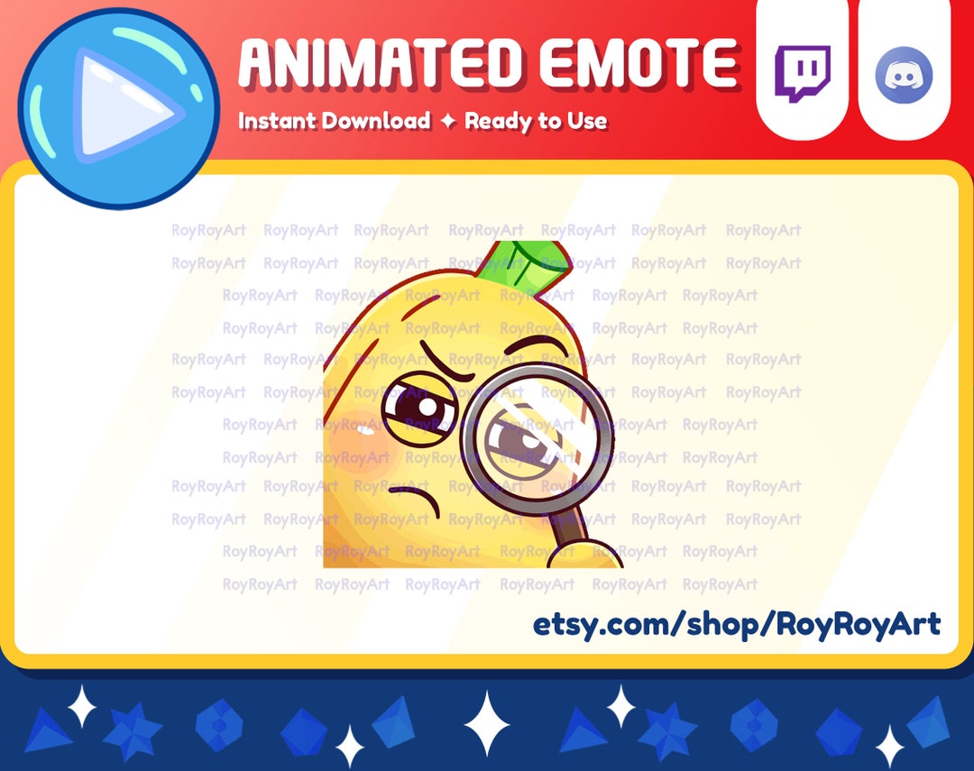 Twitch Emote Animated - Cute Banana Sus Magnifying Glass Curious Emote ...
