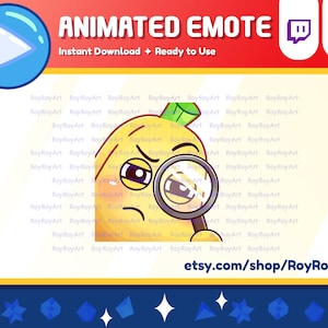 Twitch Emote Animated - Cute Banana Sus Magnifying Glass Curious Emote ...