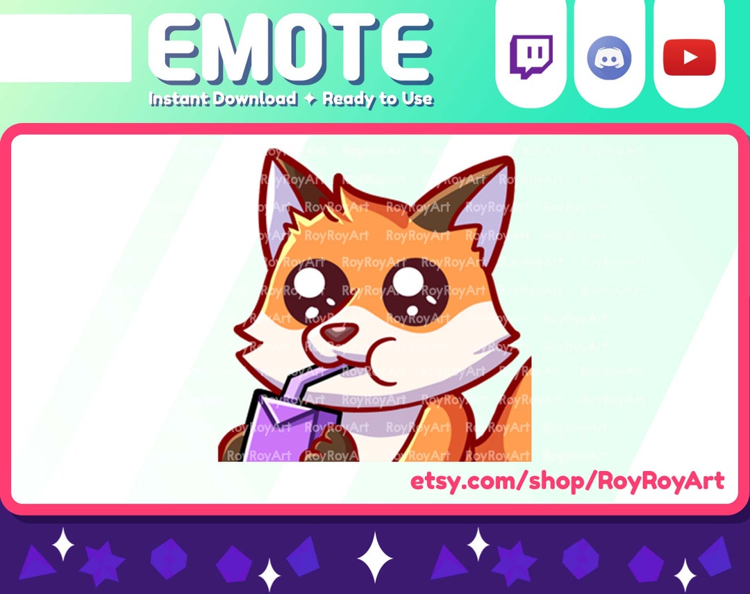 Twitch Emote - Cute Fox Kitsune Sip Sub Emoji - Etsy