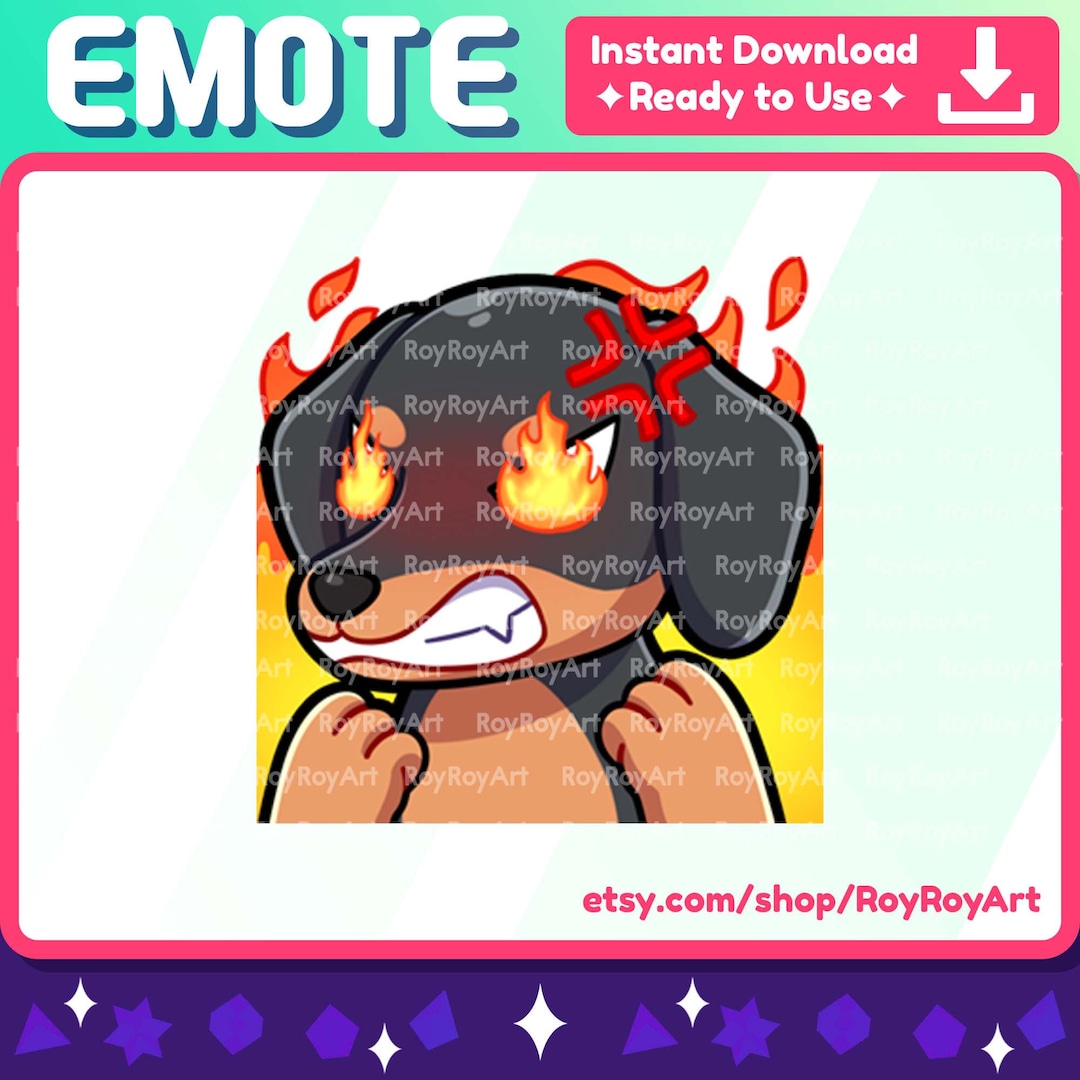 Twitch Emote - Cute Black Dog Dachshund Angry Fire Emote / Sub Emoji - Etsy