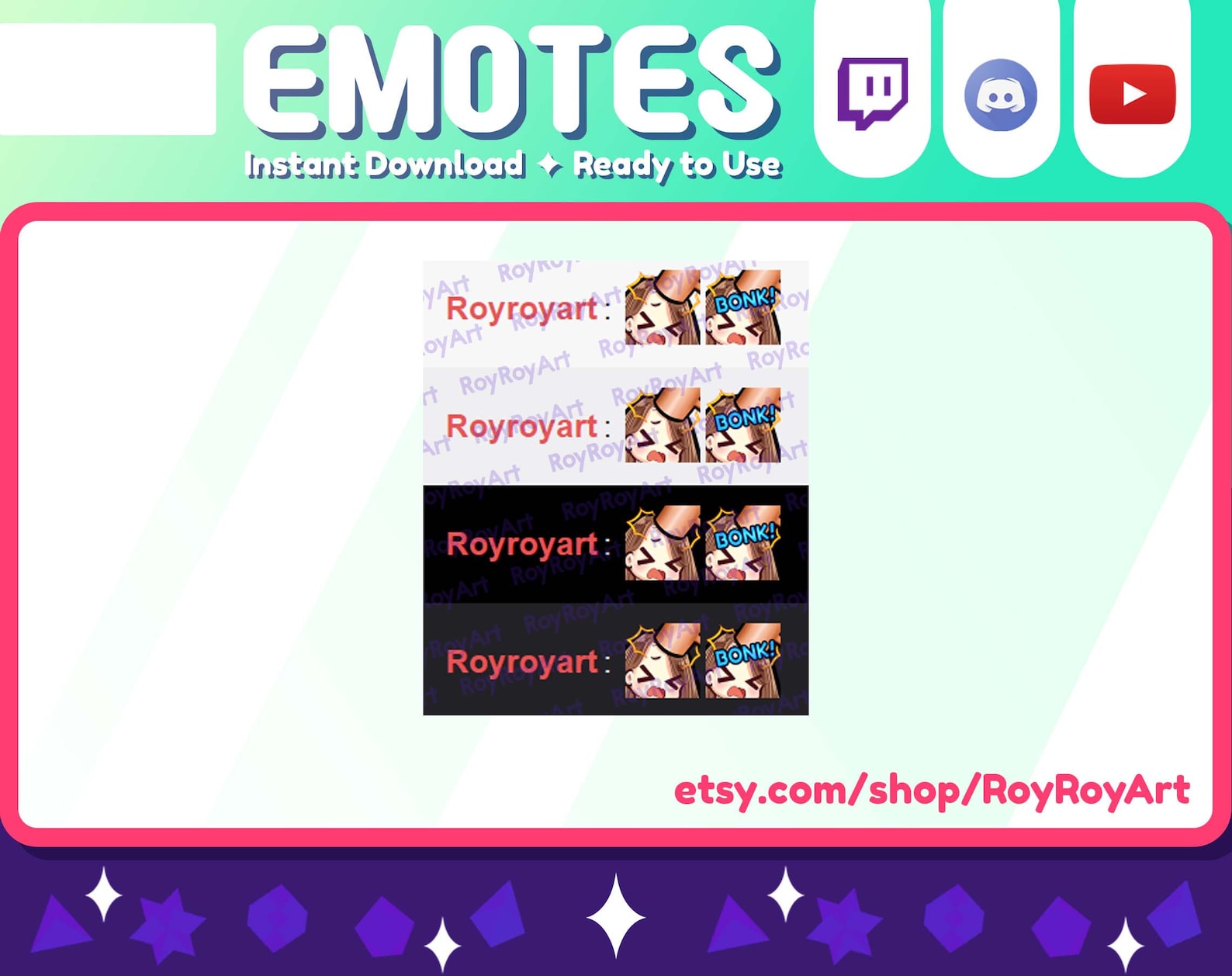 Twitch Emotes Cute Chibi Girl Brown Hair BONK Emote | Etsy
