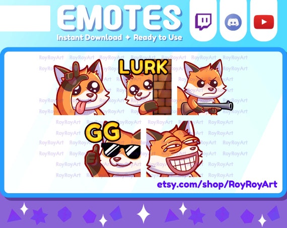 Twitch Emotes Cute Fox Kitsune / Lose Lurk Shotgun GG - Etsy