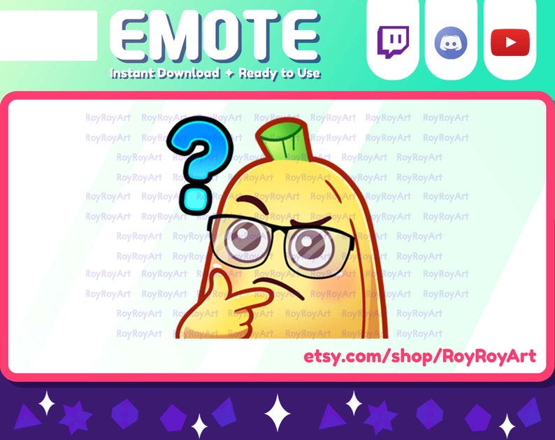 Twitch Emote Cute Banana Thinking Question Emote / Sub Emoji - Etsy