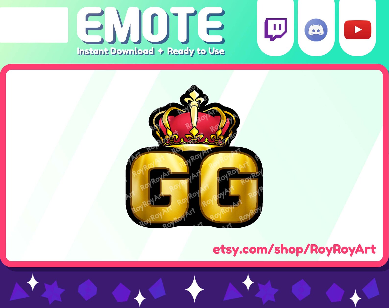 Twitch Emote GG Good Game Gold Royal Crown - Etsy.de