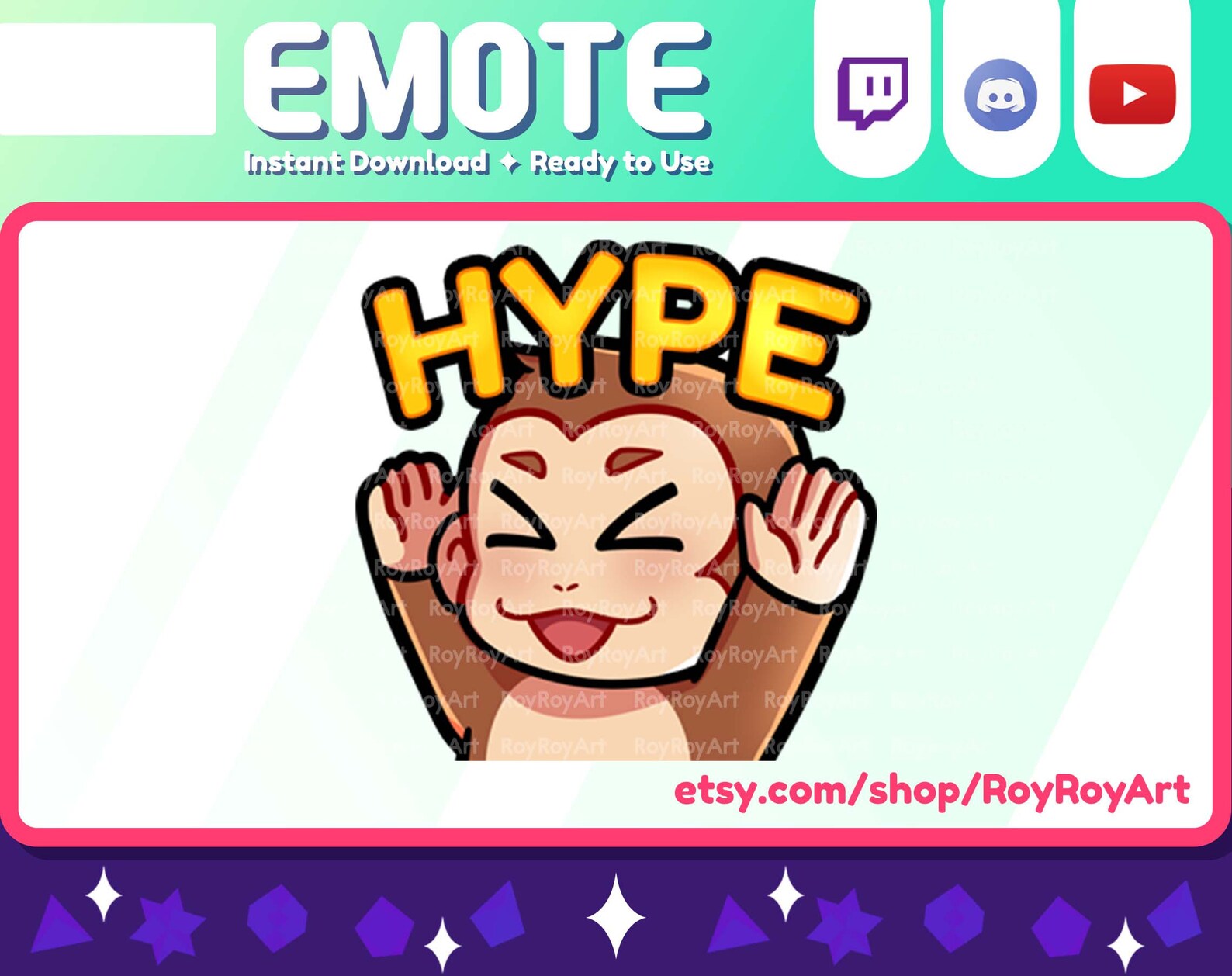 Twitch Emote Cute Monkey Hype / Sub Emoji - Etsy Australia