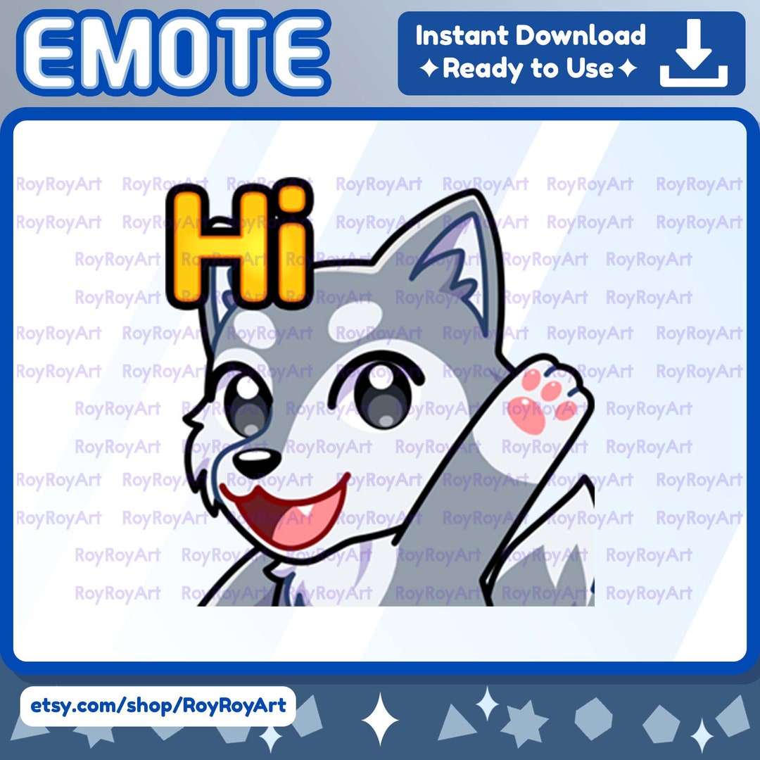 Twitch Emote - Grey Wolf Hi Hello Greeting / Sub Emoji Discord Kick - Etsy