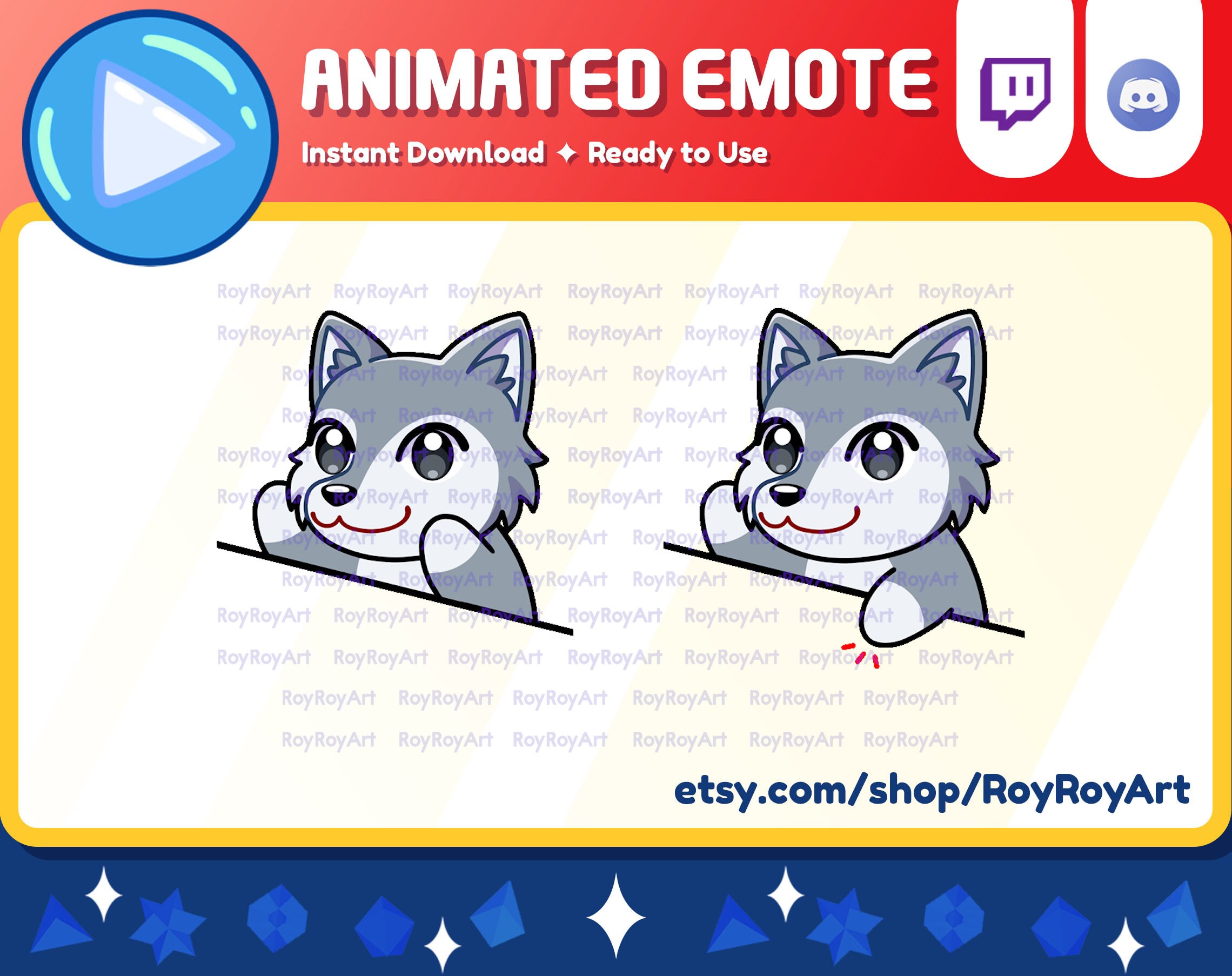 Twitch Emote Animated - Grey Wolf Bongo Emote Animated Gif - Etsy