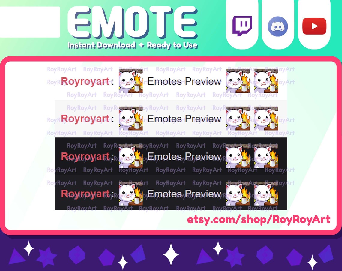 Twitch Emote White Cat This is Fine Emote / Sub Emoji - Etsy
