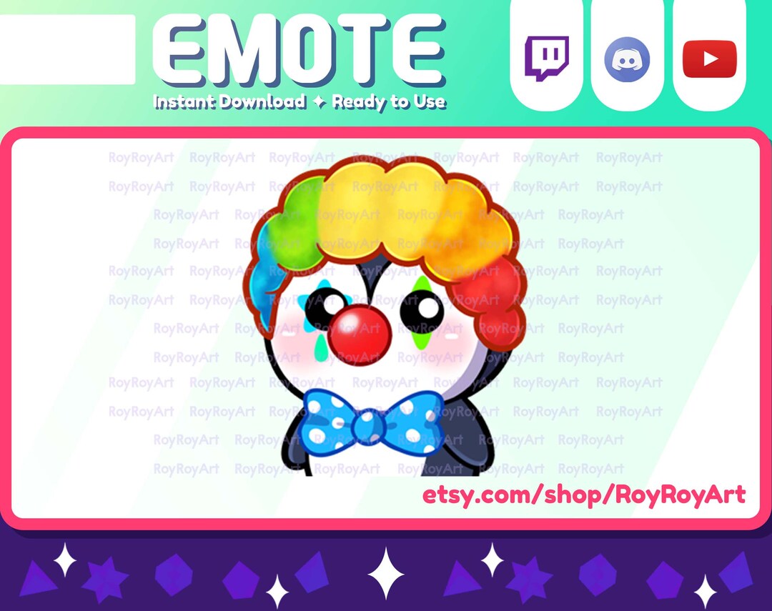 Twitch Emote - Cute Penguin Clown Emote / Sub Emoji - Etsy