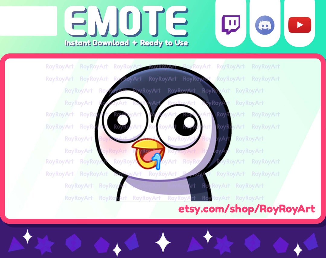 Twitch Emote - Cute Penguin Derp Dumb Emote / Sub Emoji - Etsy