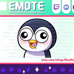 Twitch Emote - Cute Penguin Derp Dumb Emote / Sub Emoji - Etsy
